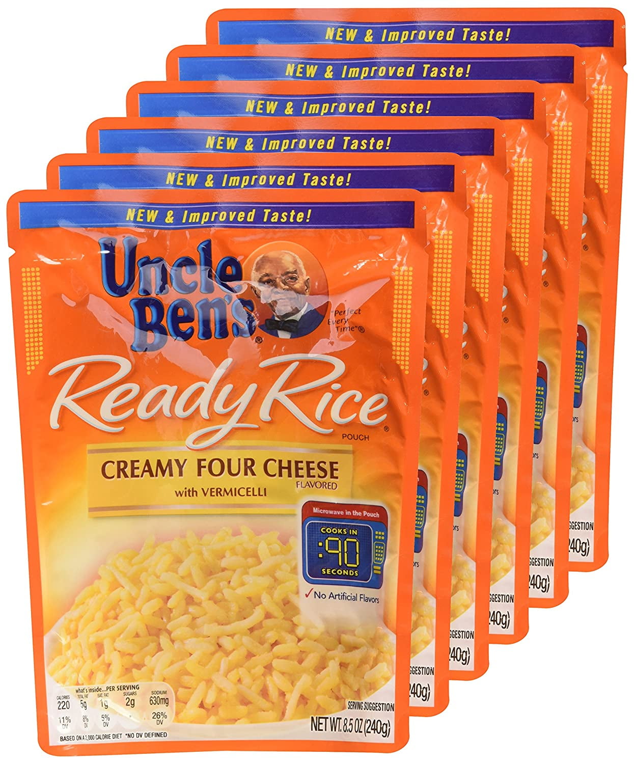 Uncle Bens, Ready Rice, Creamy Four Cheese, 8.5oz Pouch (Pack of 6 ...