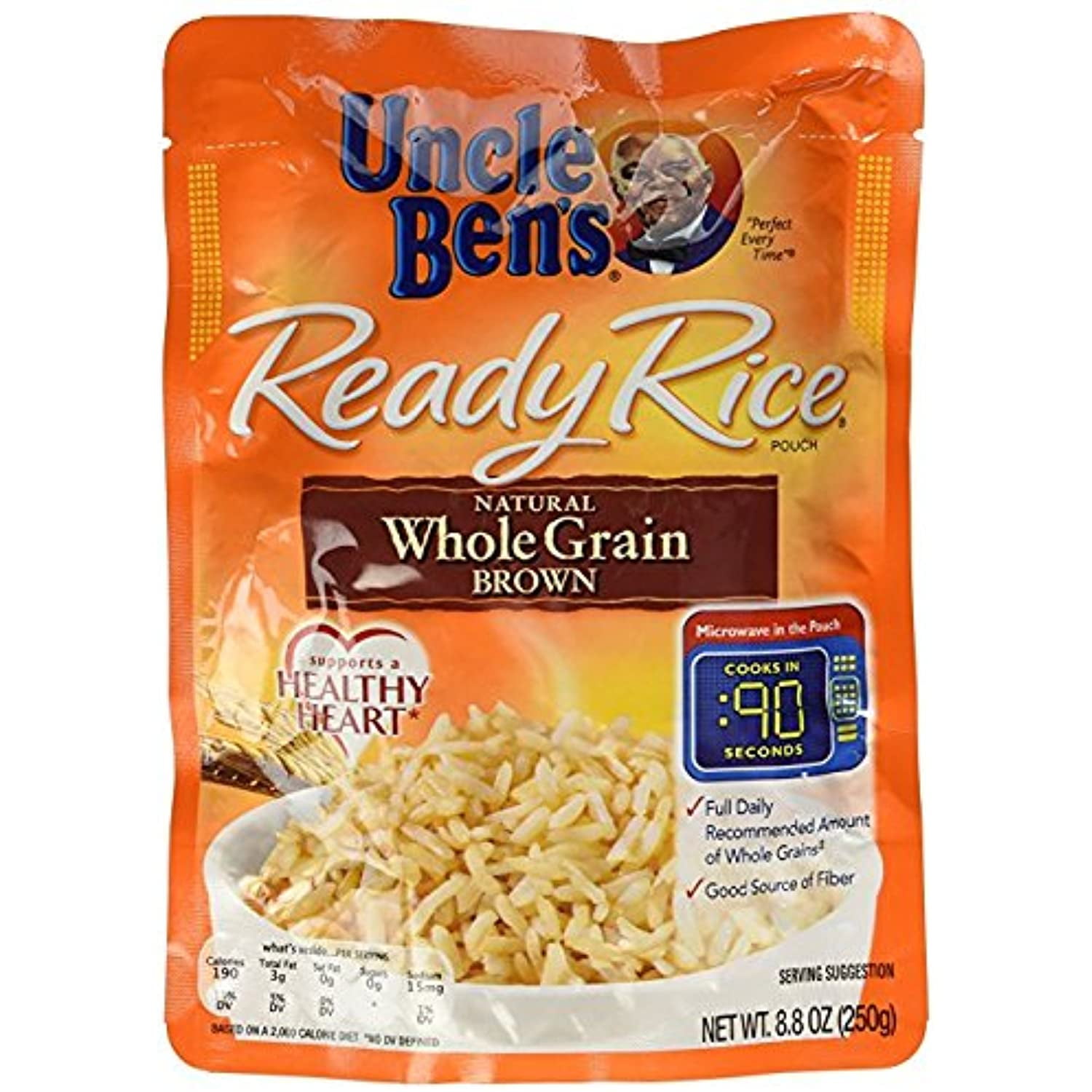 UNCLE BENS Ready Rice Whole Grain Brown Rice, 8.8 Ounce Pouch, Protein ...