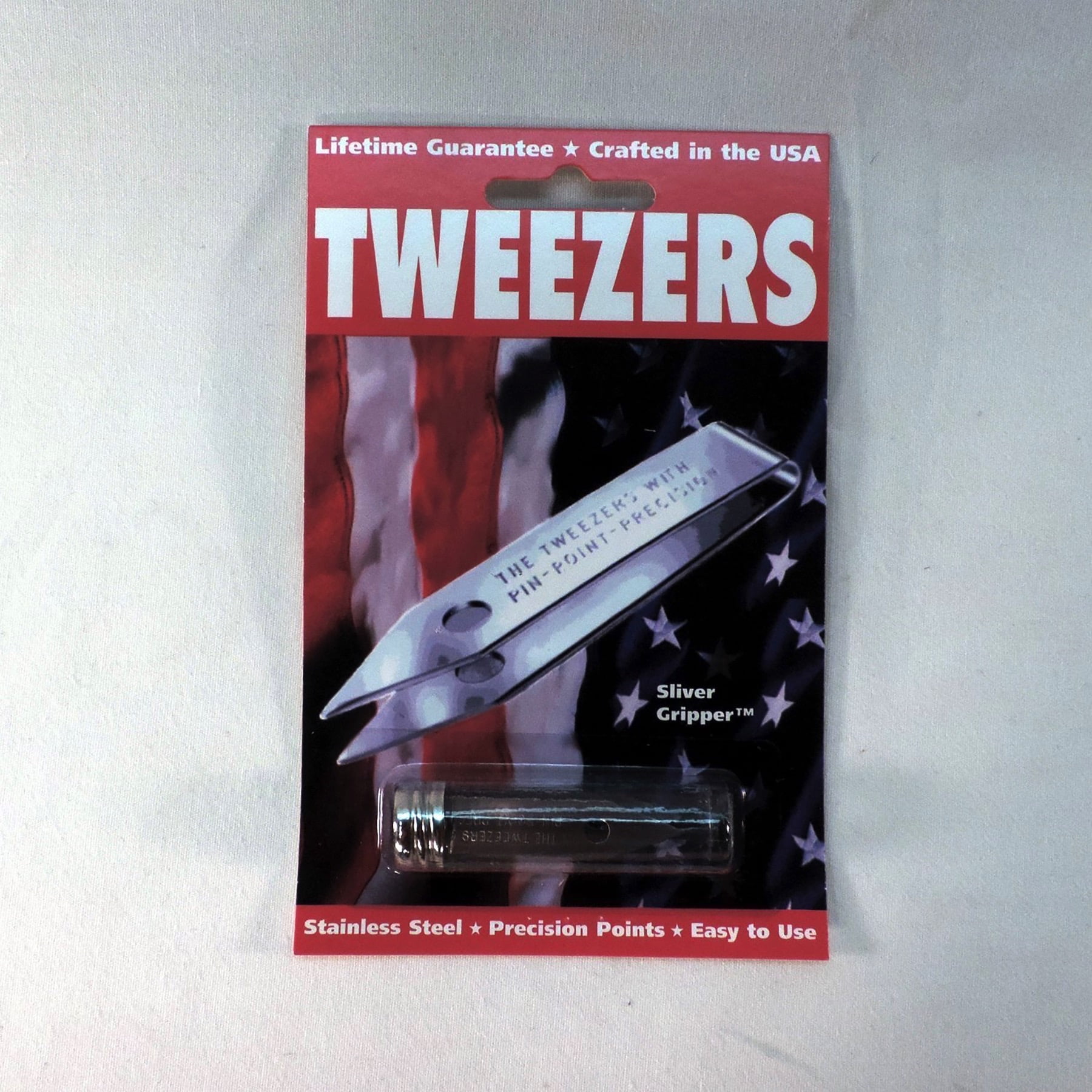 Uncle Bill's Splinter Pointed Black Oxide Silver Gripper Tweezers w ...