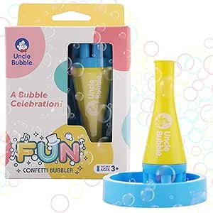 Uncle Bubble Mini Bubble Blower - Non Toxic Plastic Confetti Bubbler ...