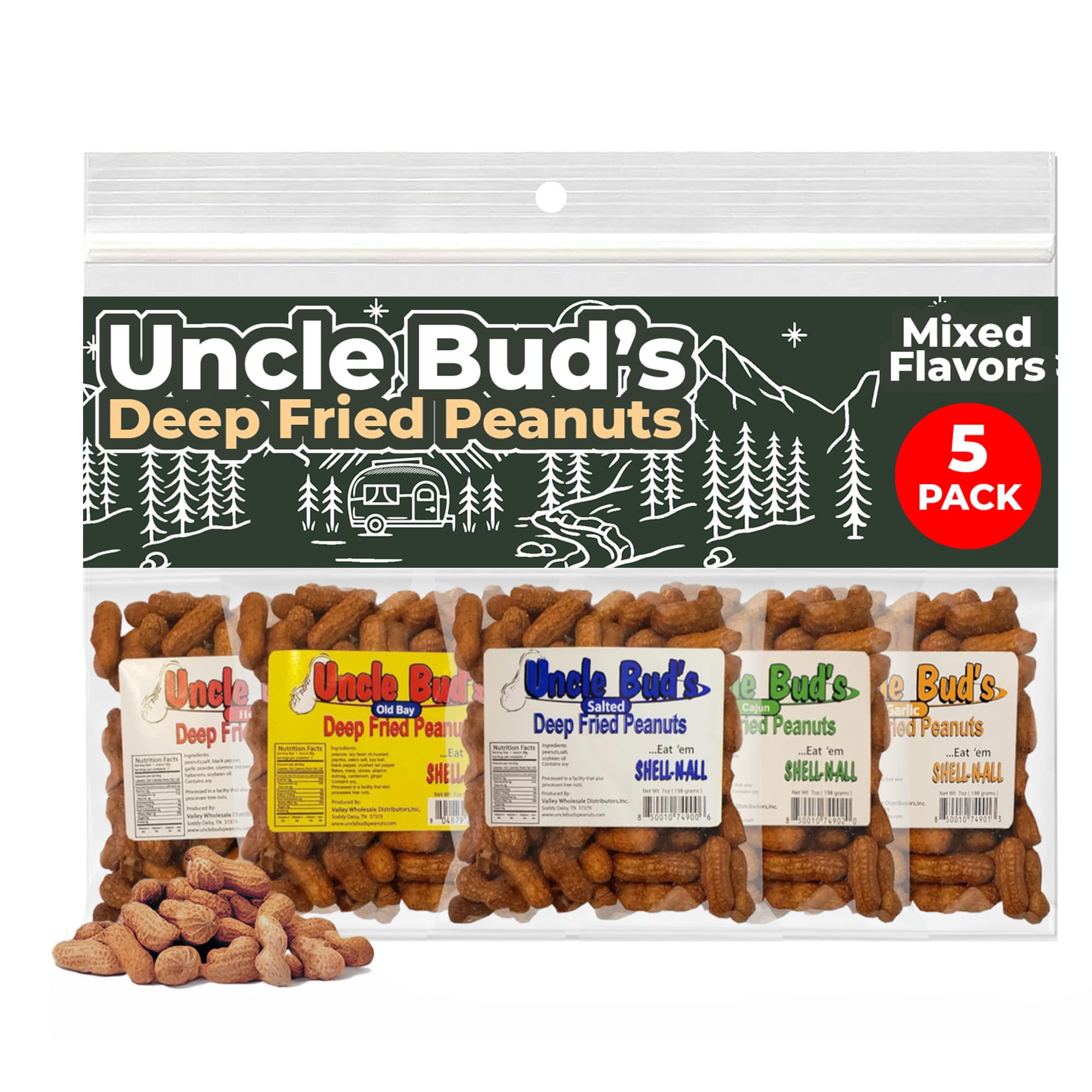 Uncle Bud'S Deep Fried Peanuts In Shell (5 Pack), Peanuts Individual ...