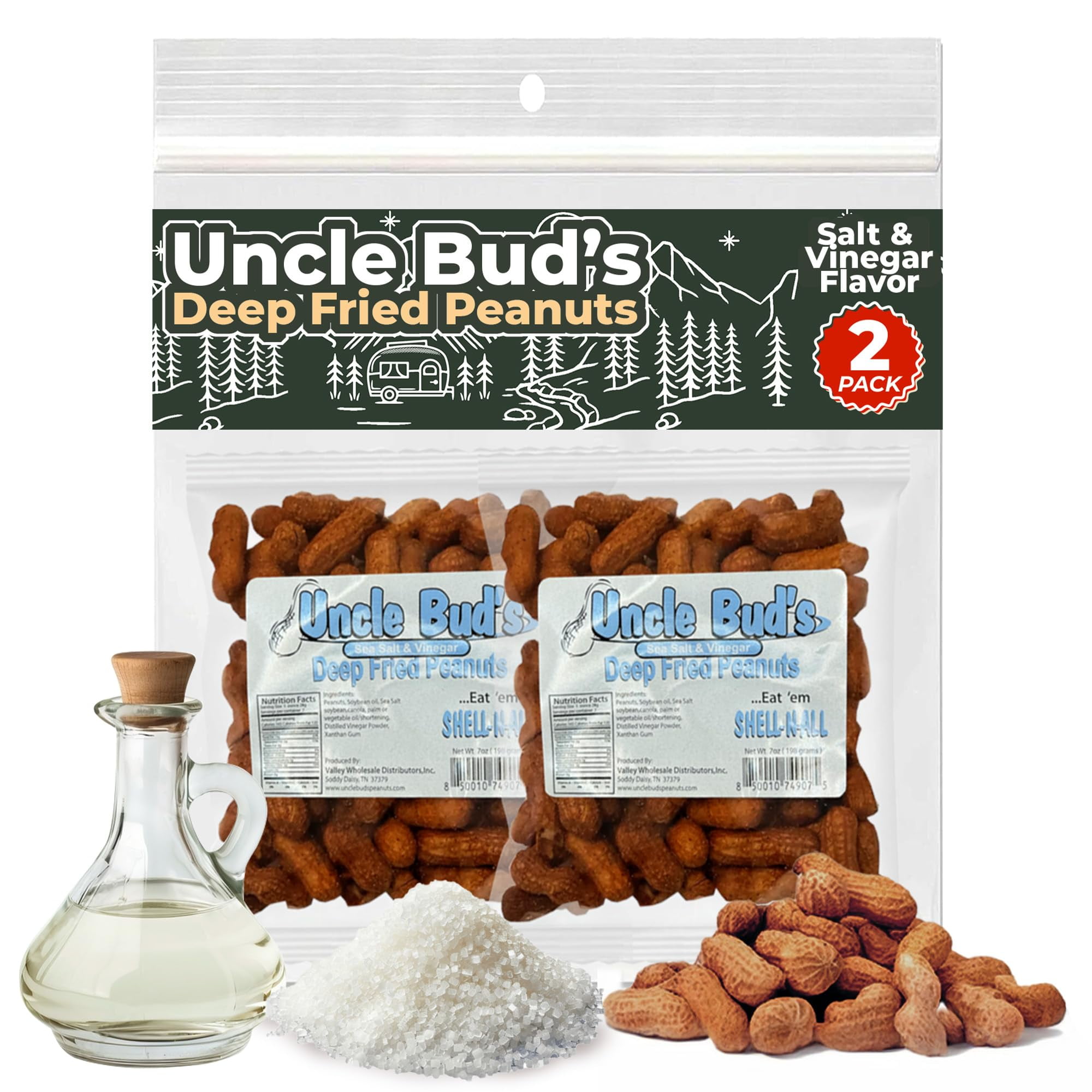 Uncle Bud's Deep Fried MZF22 Peanuts In Shell Salt and Vinegar Peanuts, Salted Peanuts In The ...