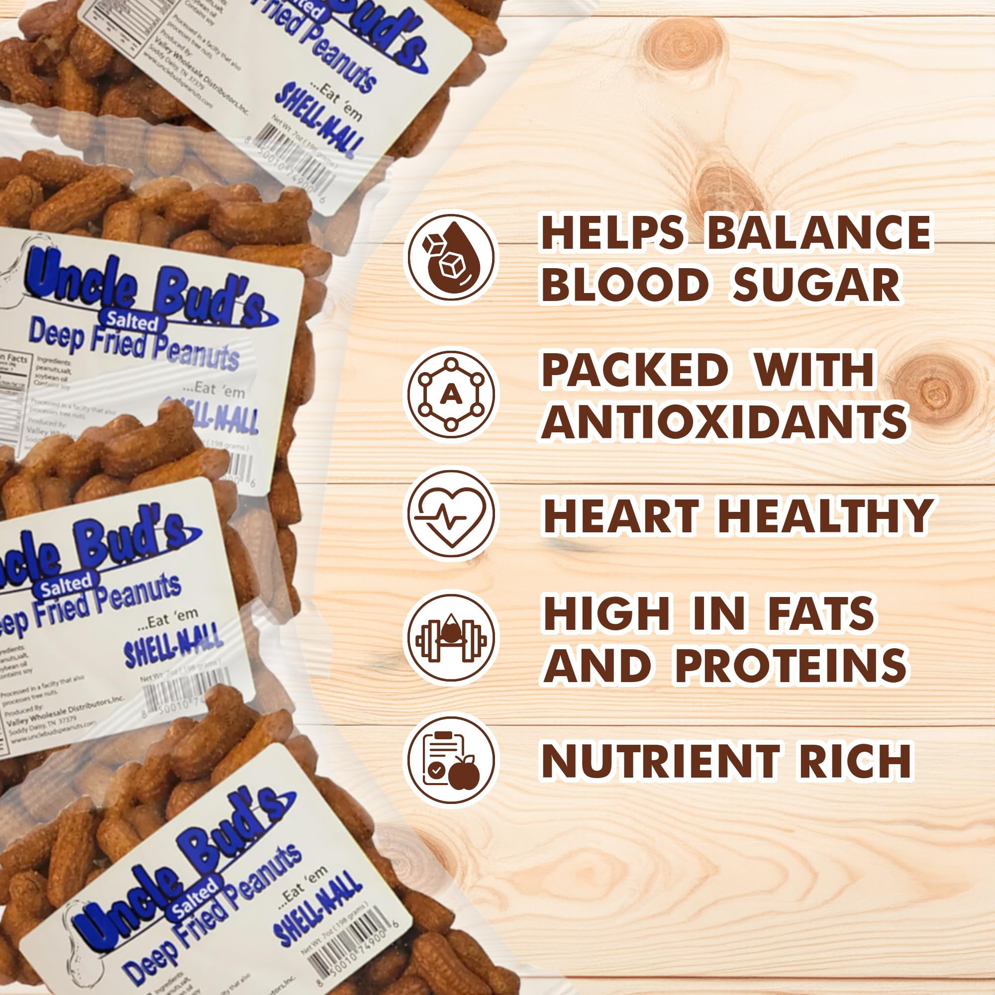 Uncle Bud's Deep TWE5 Fried Salted Peanuts In Shell Salted Nuts Individual Packs, Shelled Nuts ...