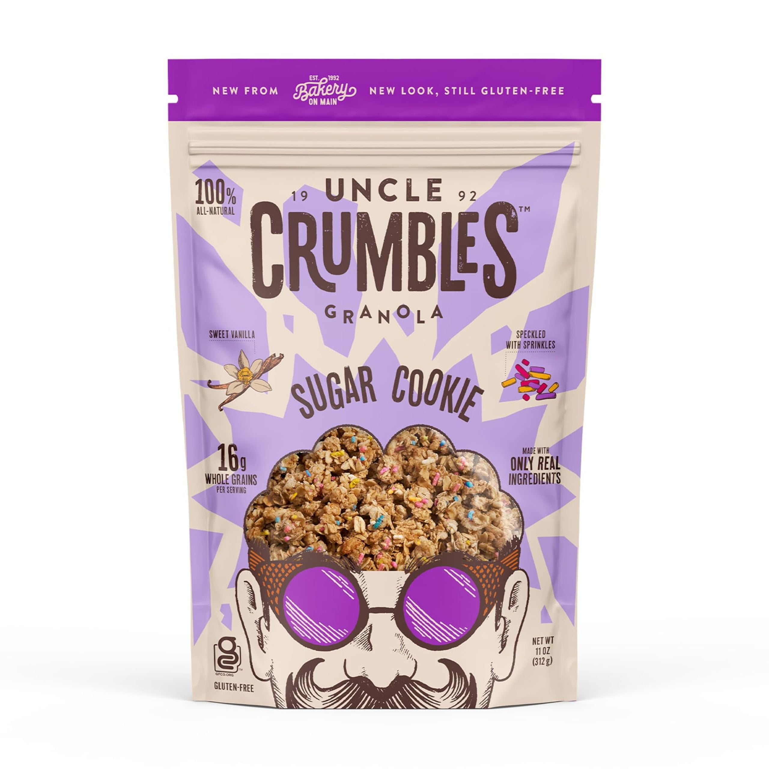 Uncle Crumbles Granola, Gluten-Free, YPF5 Non-GMO Project Verified, Kosher, 16g of Whole Grains ...
