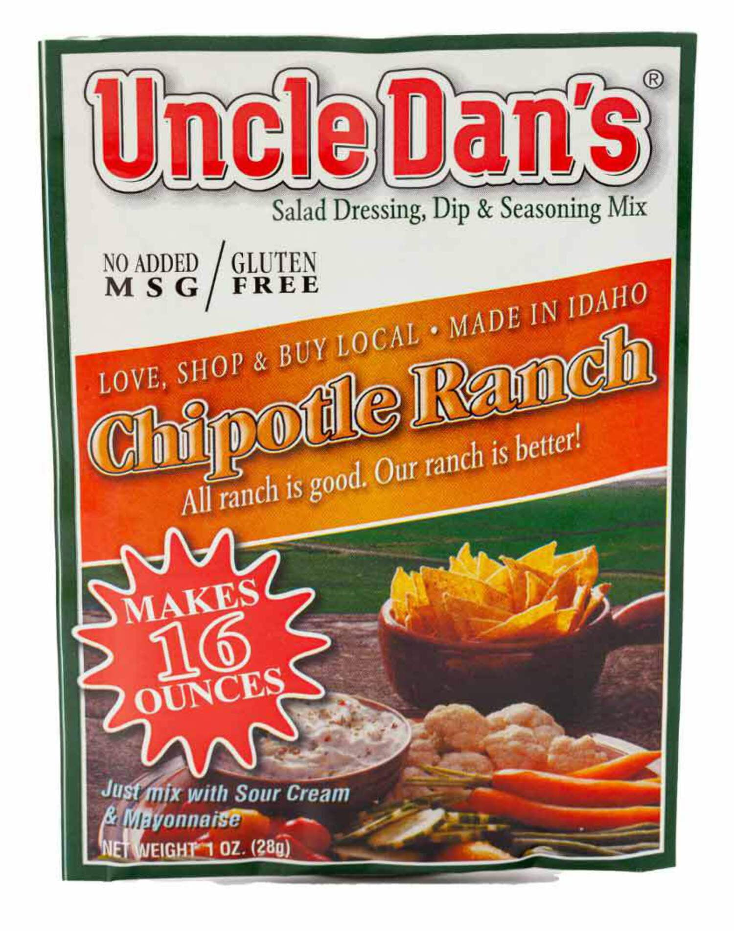 Uncle Dan's Chipotle Ranch Seasoning & Salad Dressing Mix, 1 oz ...