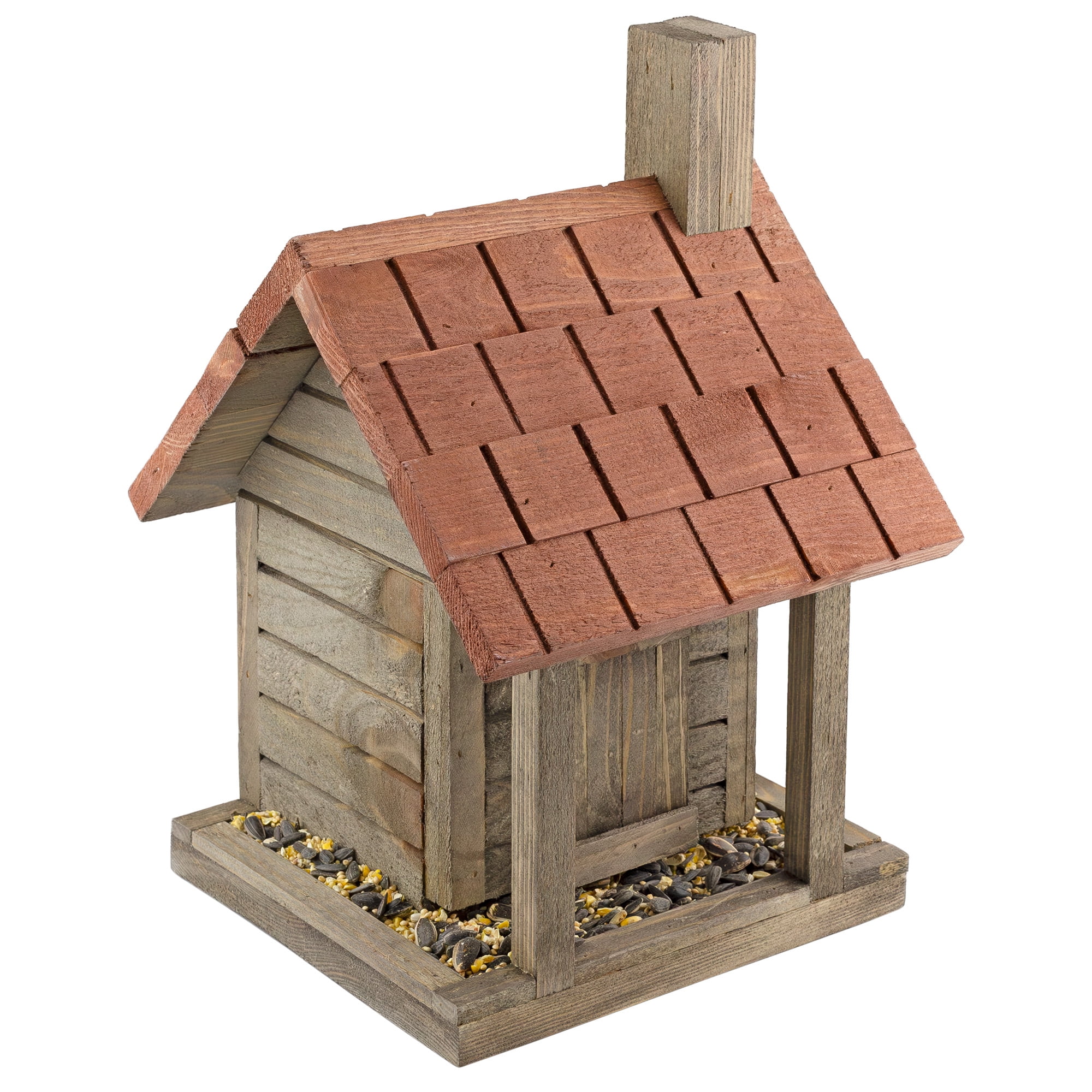 Uncle Dunkels Log Cabin Bird Feeder, Handmade Wood Outdoor Hanging ...