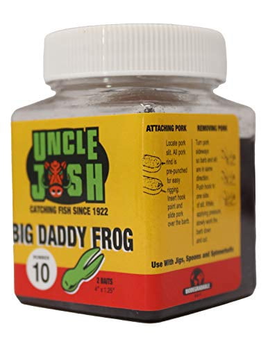 Uncle Josh Bait Big Daddy Pork Frog 4 x 1.25 Inches, 2 Pack, Bass ...