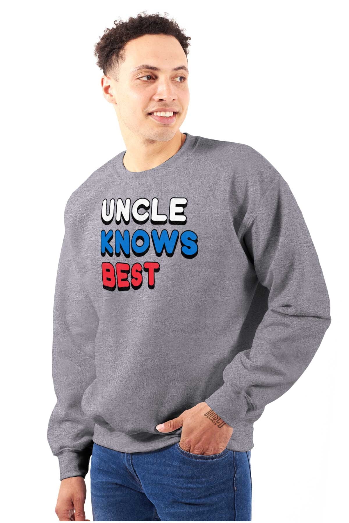 Uncle Knows Best Fathers Day Birthday Men's Crewneck Sweatshirt Brisco Brands 2X - Walmart.com