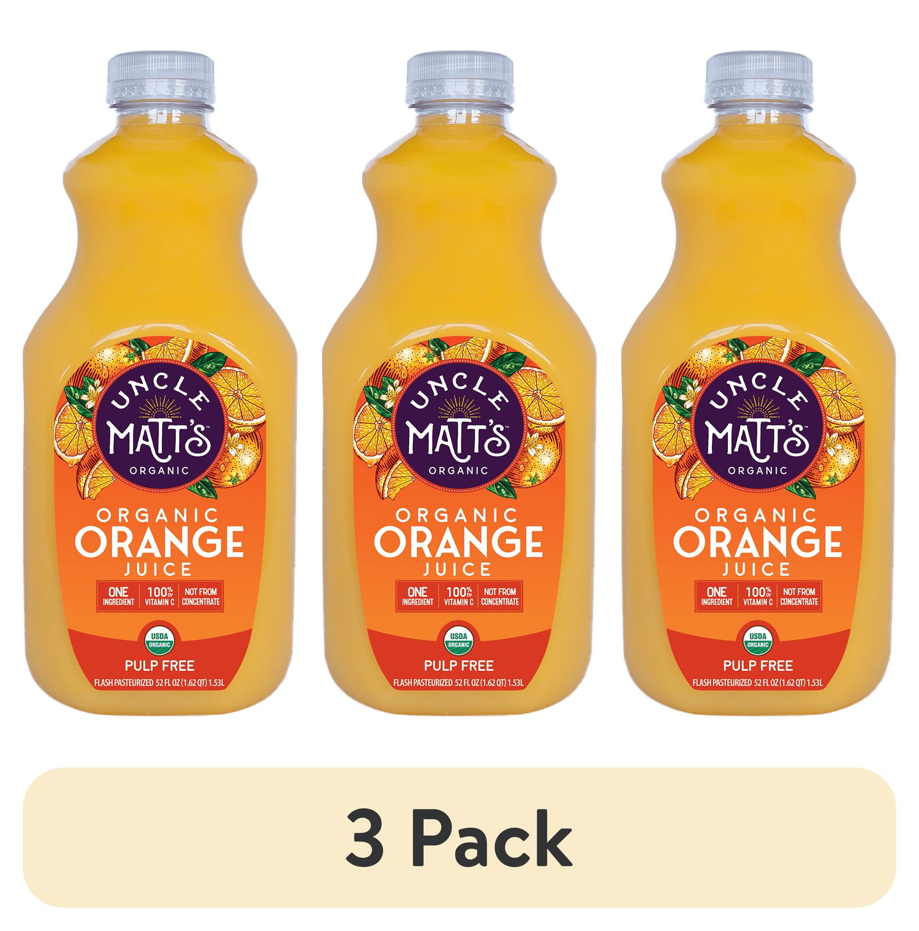 (3 pack) Uncle Matt's Organic Pulp Free Orange Juice, 52 oz - Walmart.com