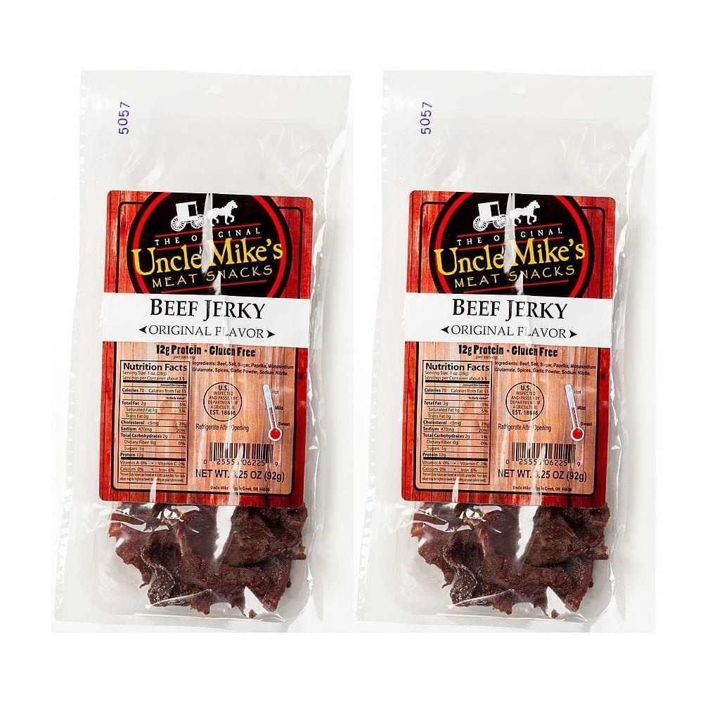 Uncle Mike's Beef Jerky Snacks - Gluten Free, 2 Bags, Tasty Original ...