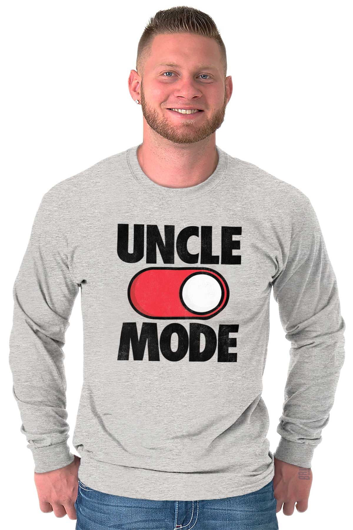 Uncle Mode On Off Gym Birthday Men's Big & Tall Long Sleeve Graphic Tee ...