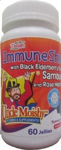 Uncle Moishy Kosher Immune Shield with Black Sambucus Standardized Elderberry plus Vitamin C ...