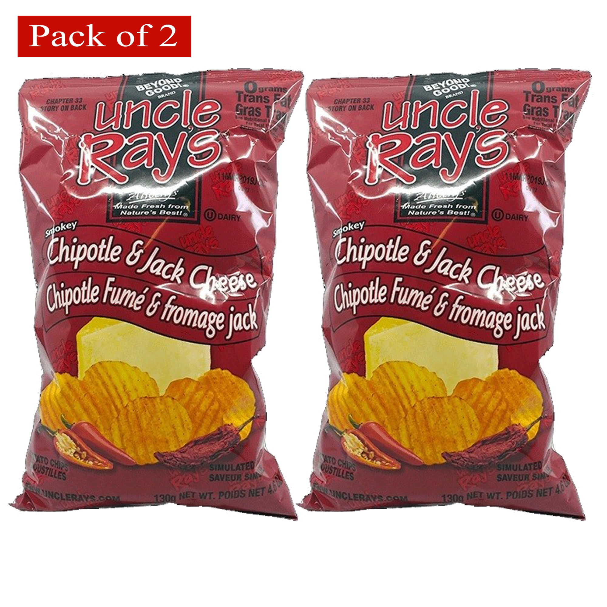 Uncle Ray's Chips Chipotle & Jack Cheese 130g (Pack of 2) - Walmart.com