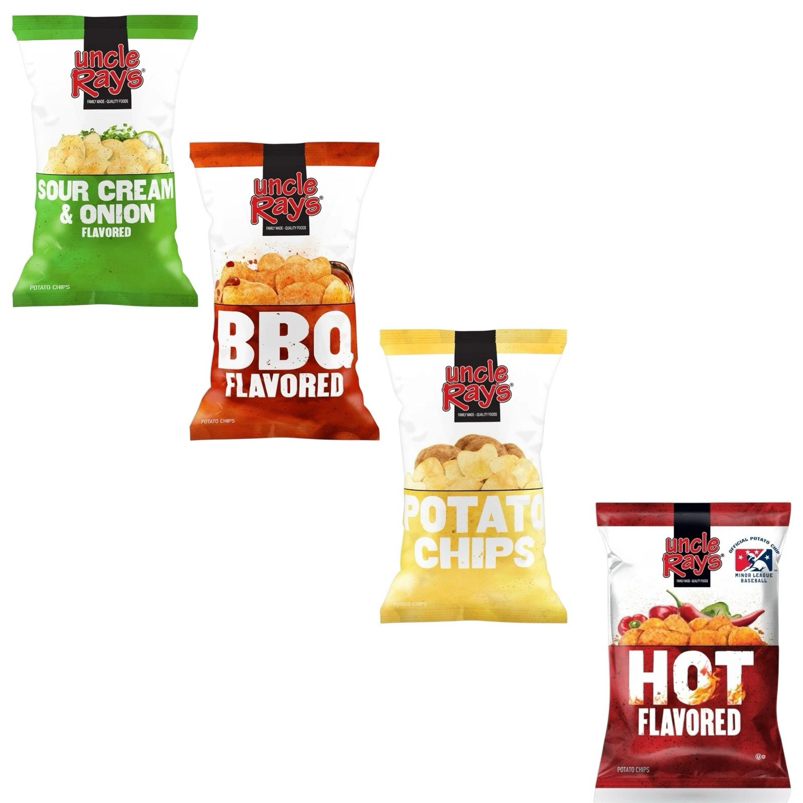 Uncle Ray's Combo Chips, 1.5 oz (Pack of 4), ( BBQ, Hot, Sour Cream ...