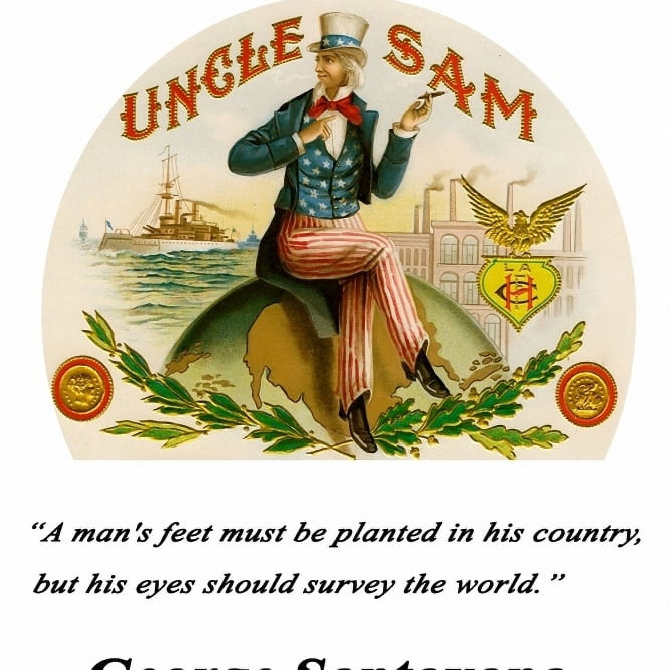 Uncle Sam Cigar Label A cigar-smoking Uncle Sam is here literally "on ...
