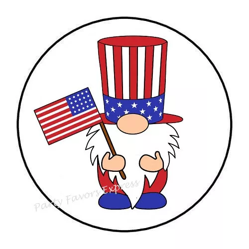 Uncle Sam Gnome 4Th Of July Envelope Seals Labels Party Favors Stickers ...