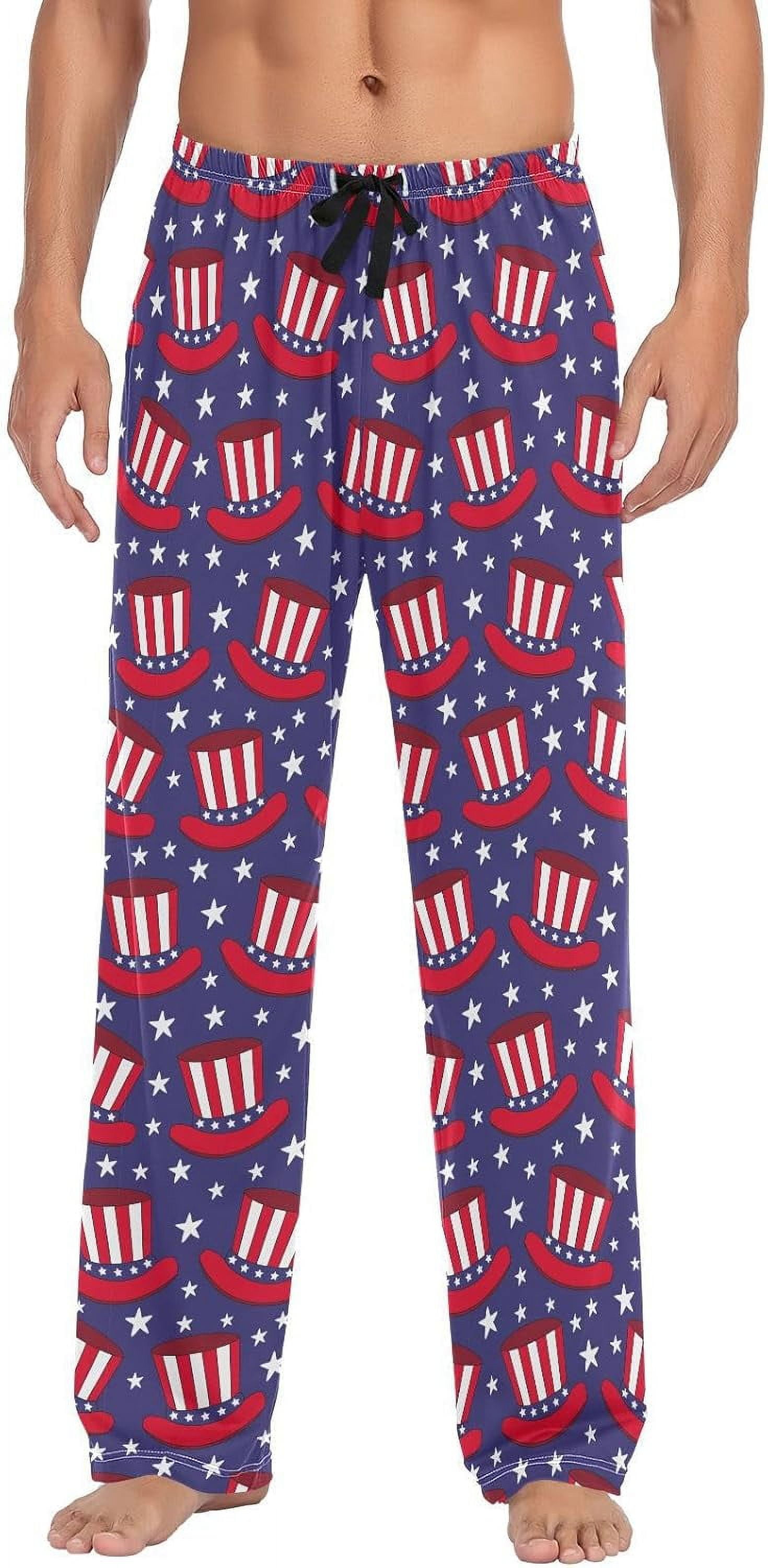 Uncle Sam Hat Star American Mens Pajama Pants Sleepwear Lounge Men's ...