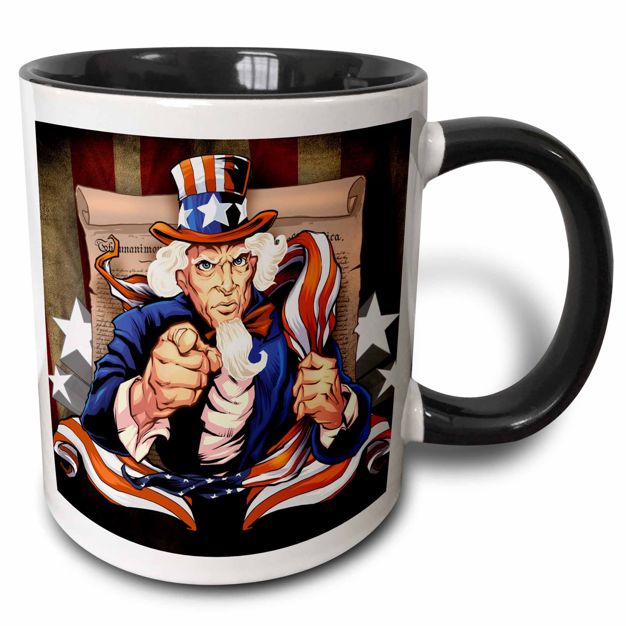 3drose, Uncle Sam in His Classic We Want You! Pose, 11oz Two-tone Black ...