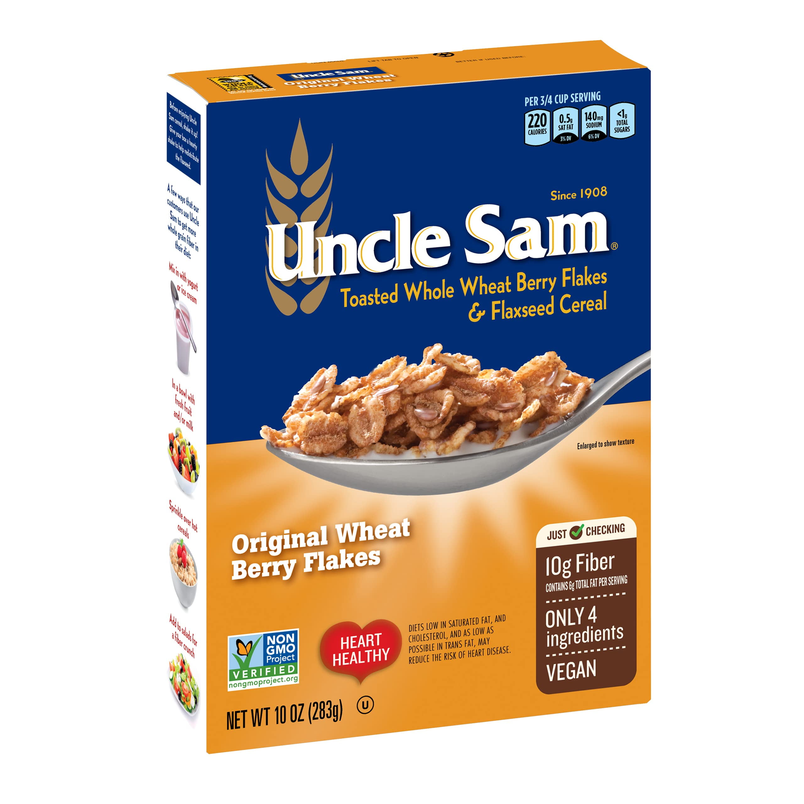 Uncle Sam Original Wheat HHA1 Berry Flakes Cereal, Heart Healthy Cereal ...