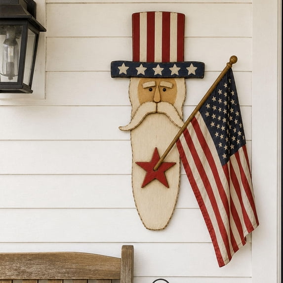 Uncle Sam Patriotic Wood Wall Hanging, Handcrafted Vintage American ...