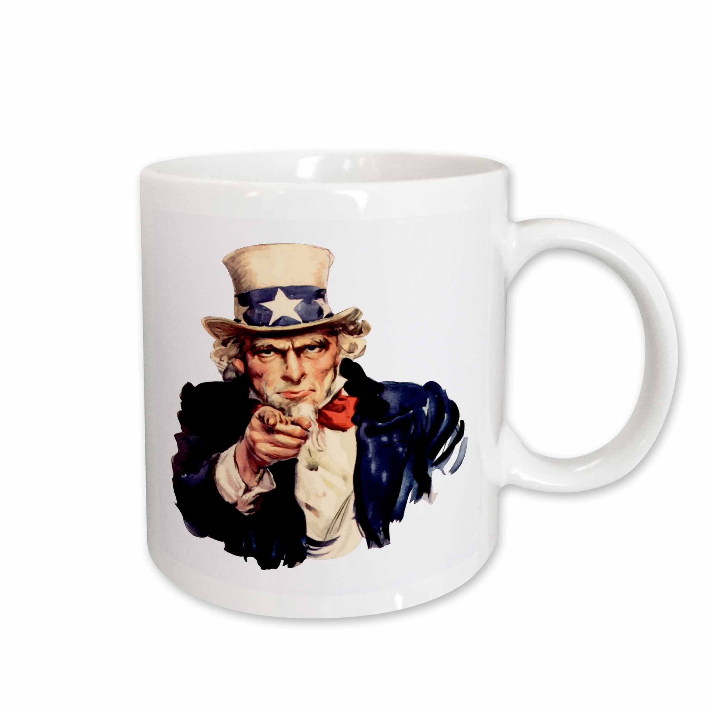 3drose, Uncle Sam Pointing Finger Vector White Background, 11oz Mug ...