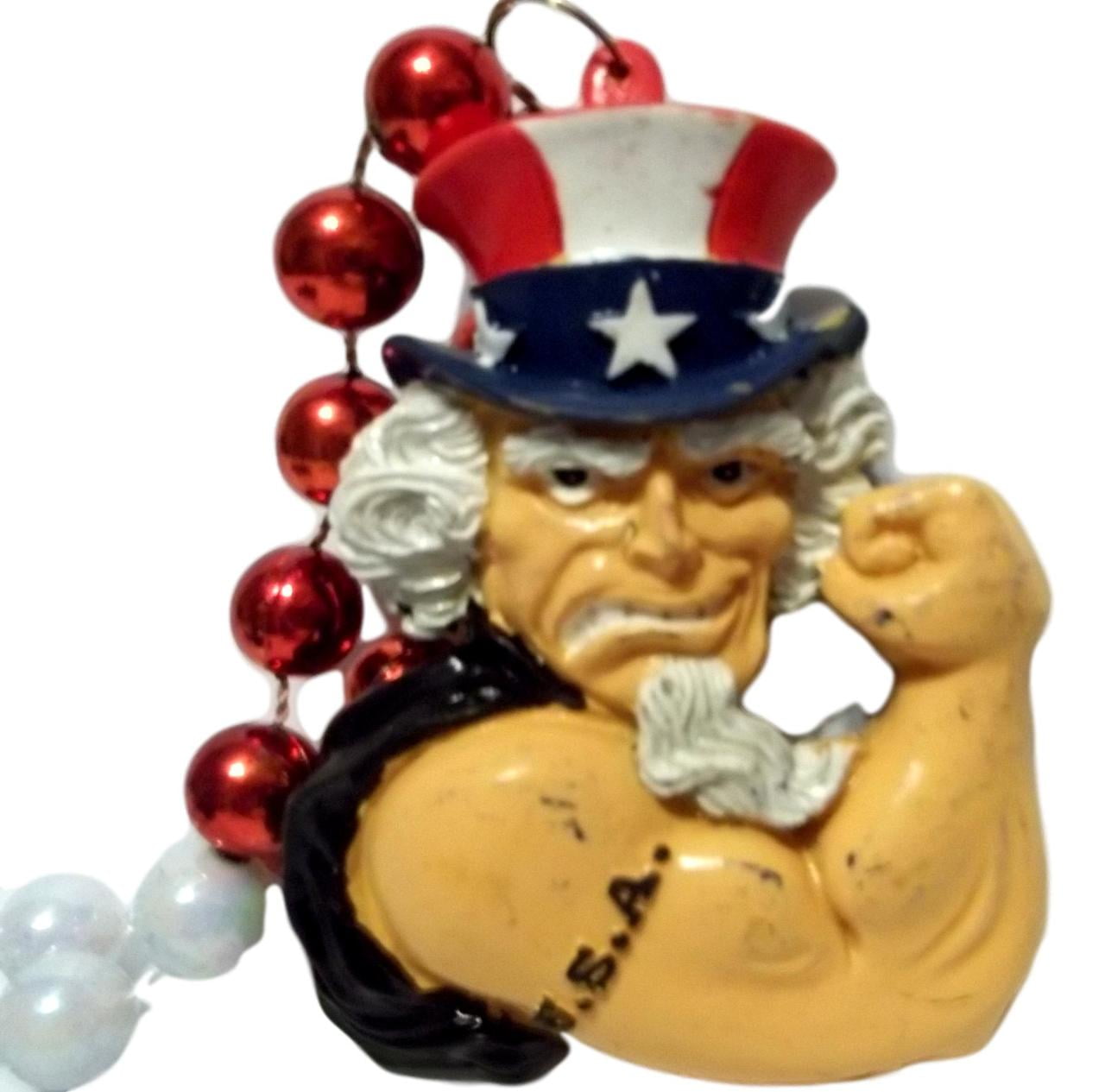 Uncle Sam USA Red White Blue Mardi Gras Beads Necklace Party Favor ...