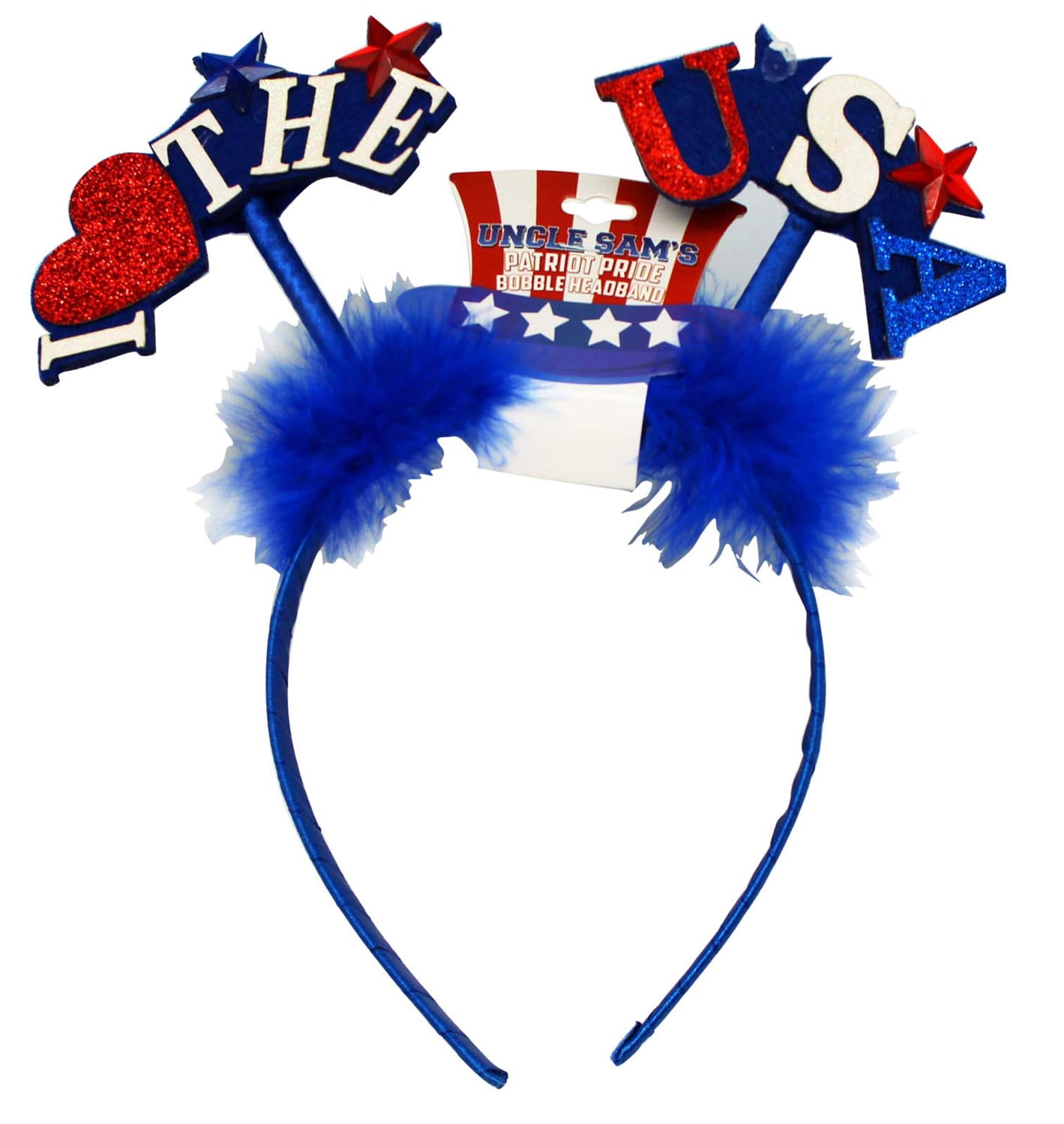 Uncle Sam's Patriot Pride Bobble Headband - I Love The USA (Blue ...