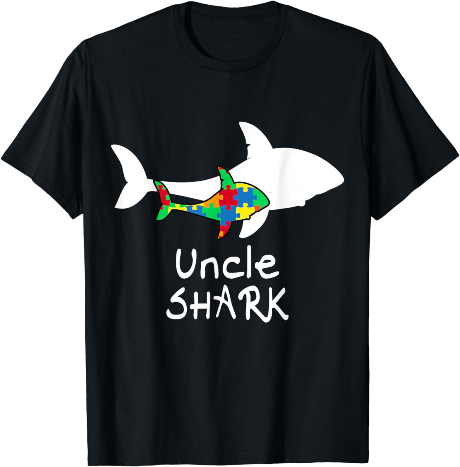 Uncle Shark Puzzle Piece Inspirational Autism Awareness Gift T-Shirt ...