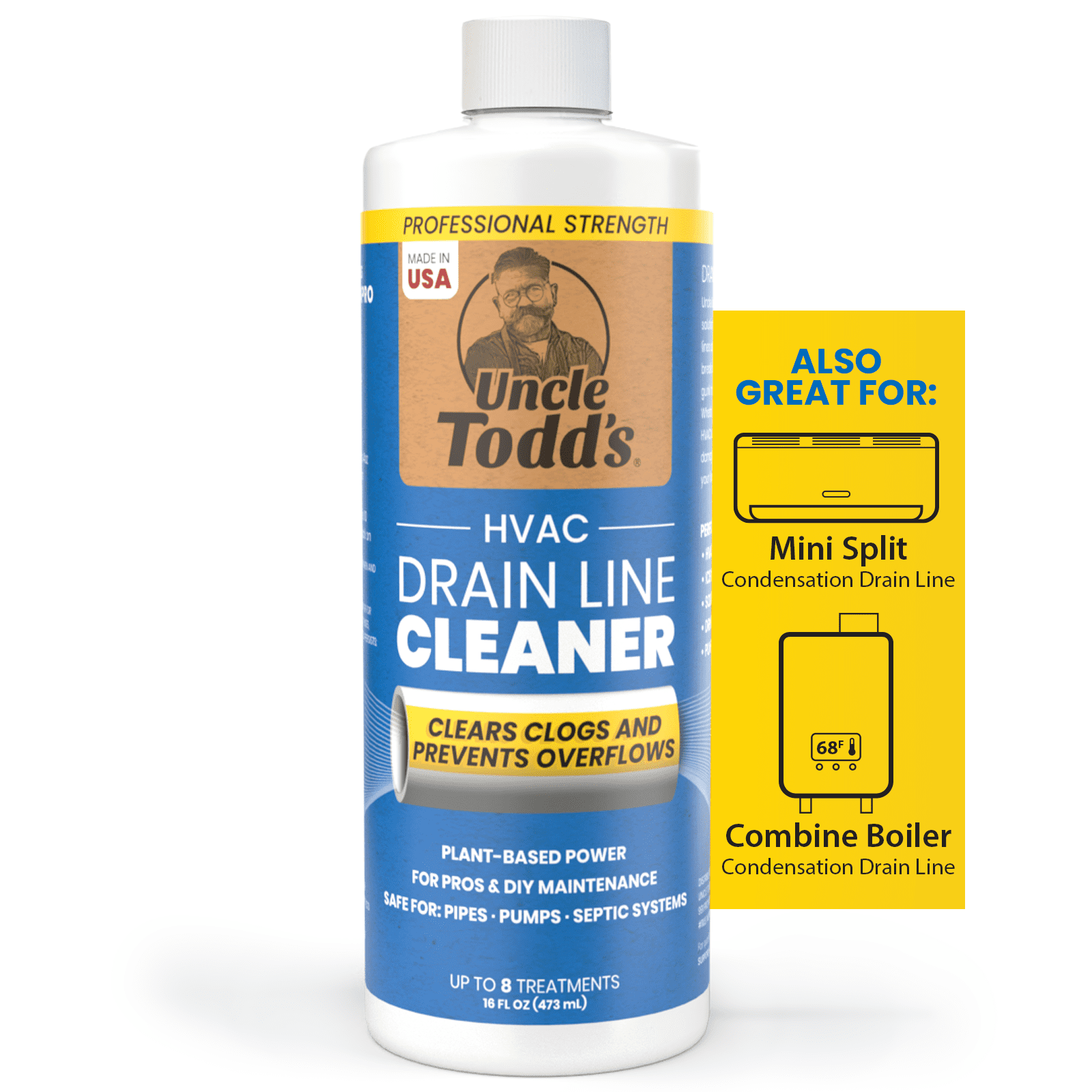 Uncle Todd's HVAC Drain Line Cleaner, Fast-Acting, Effective for Tough ...