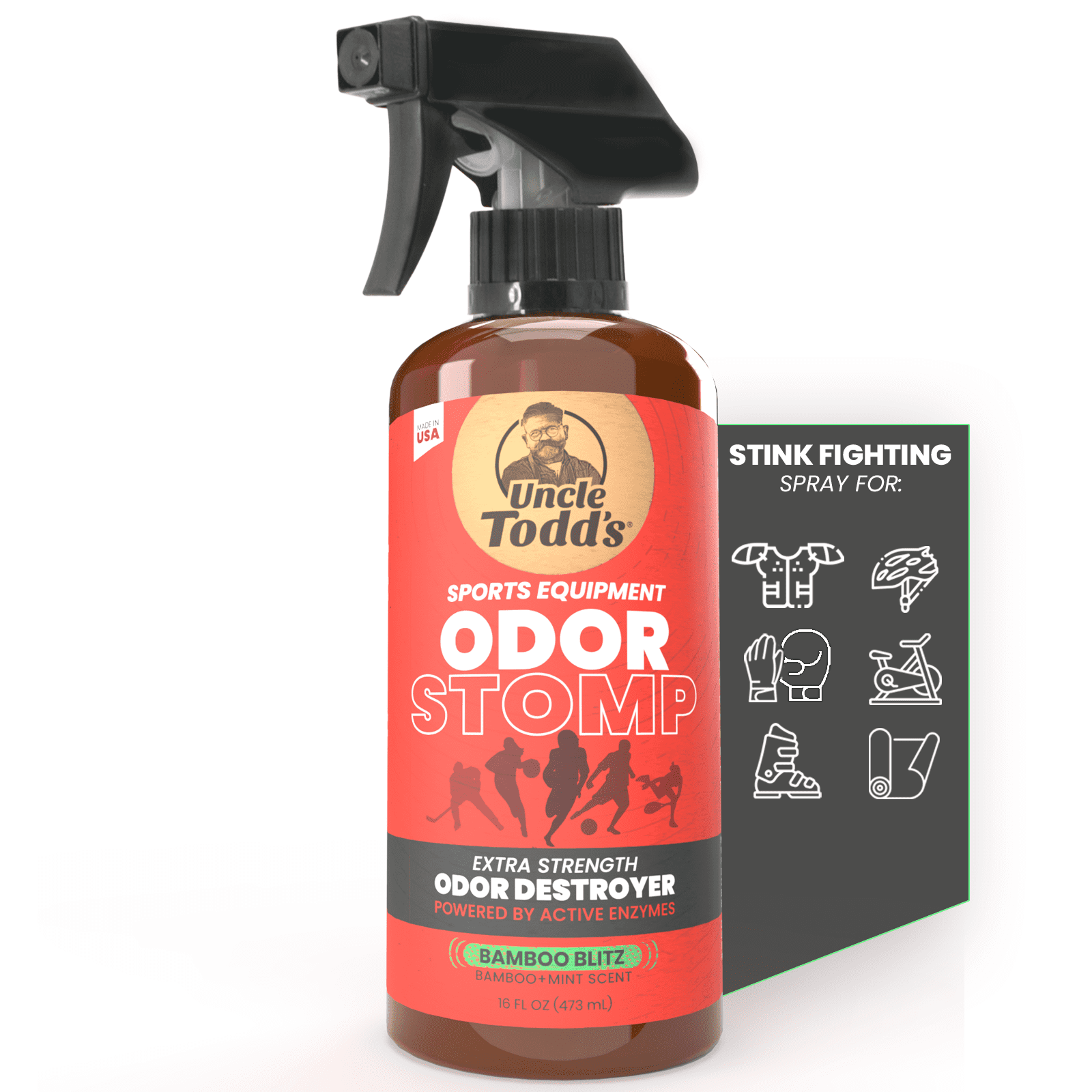 Uncle Todd's Odor Stomp for Sports Equipment Odor Eliminator Spray ...