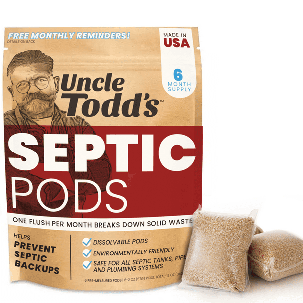Uncle Todds Septic Pods Septic Tank Treatment 6 Count Six Month Supply One Flush Per