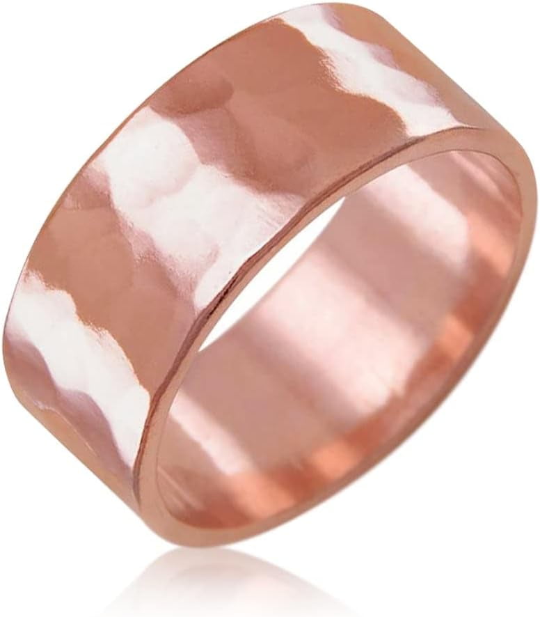 Uncoated Hammered Solid Copper Ring Band for Men & Women | Made In USA ...
