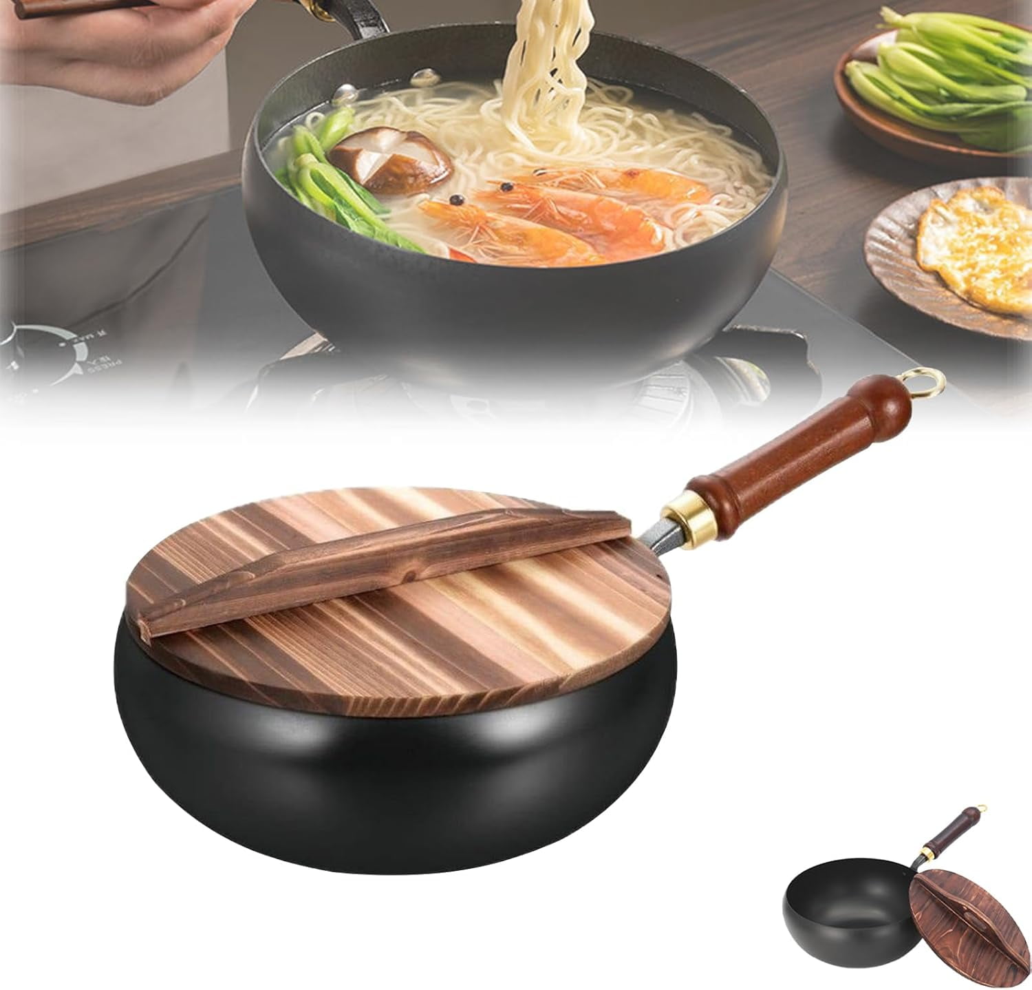 Uncoated Iron Pan 9.45 Inch, suntup iron pan,Hand-Forged Iron Wok with ...