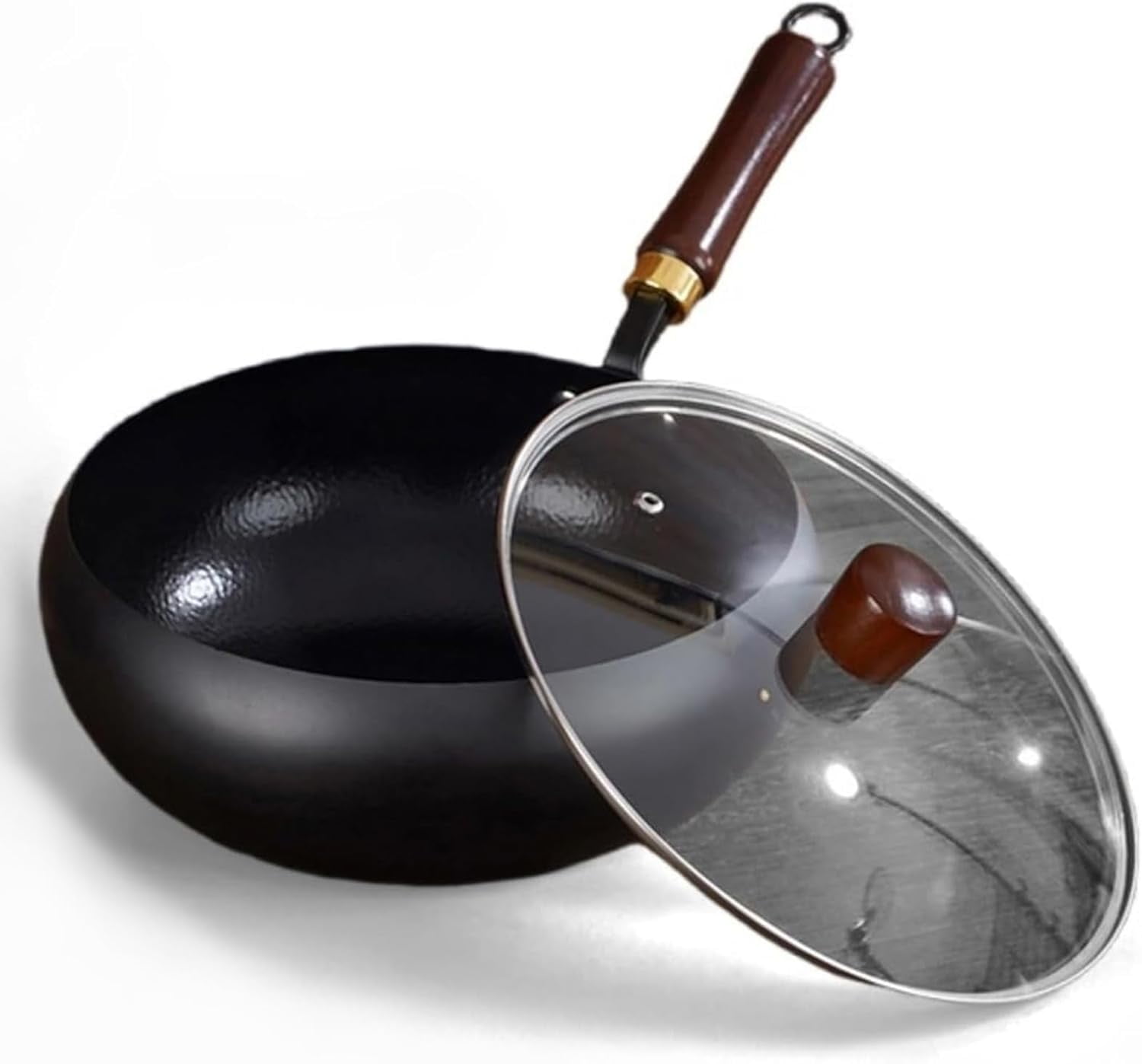 Uncoated Thick Iron Pot - Hand Hammered Cast Iron Egg Pan with Lid ...