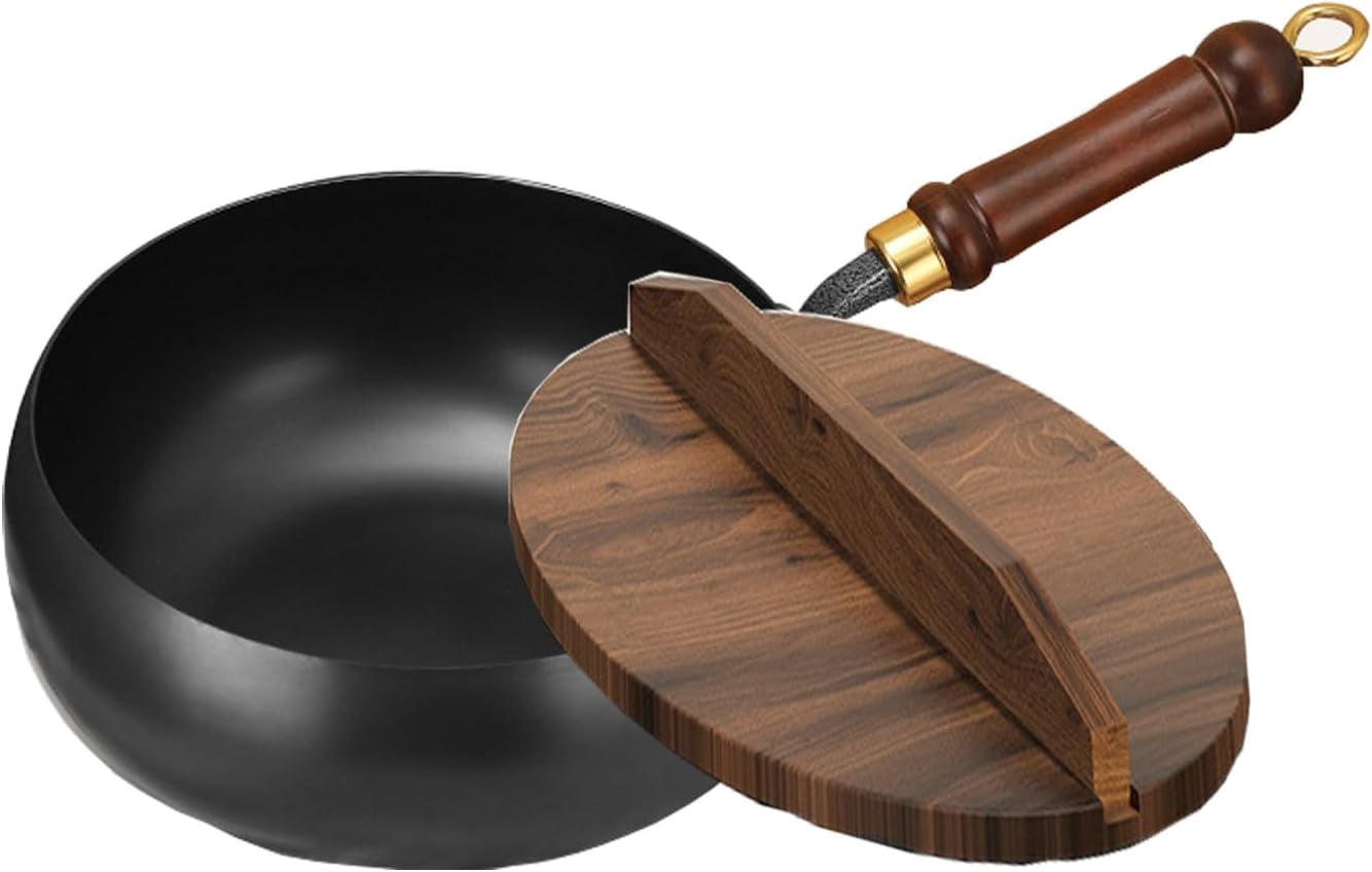 Uncoated Thick Iron Pot, Handmade Hammered Cast Iron Casserole with Lid ...
