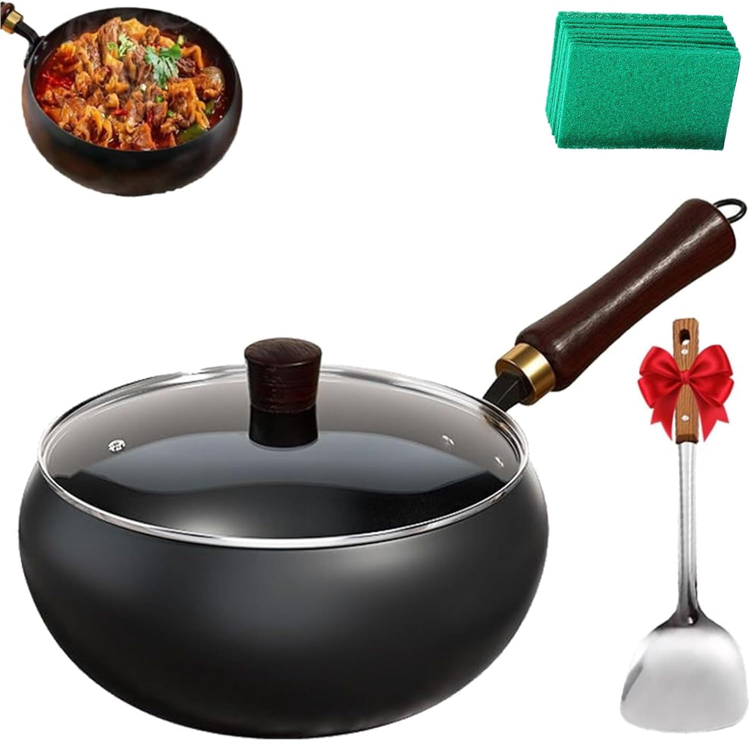 Uncoated Thick Iron Pot, Japanese Hand-Forged Iron Wok Pan, Artisan ...