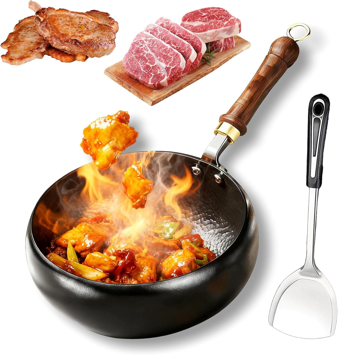 Uncoated Thick Iron Pot, Japanese Iron Pan for Cooking, Hand-Forged Non ...