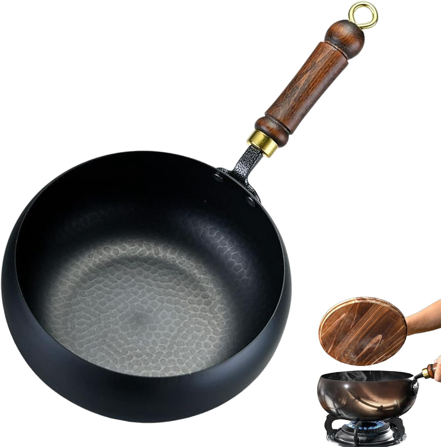 Uncoated Thick Iron Pot, Japanese Iron Pan, Hand-Forged Non-Stick Stir ...