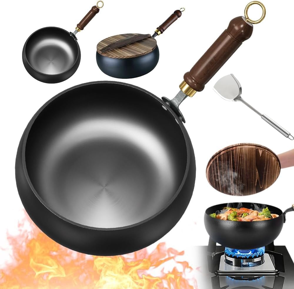 Uncoated Thick Iron Pot,Suntuup Japanese Iron Pan,Hand-Forged Non-stick ...