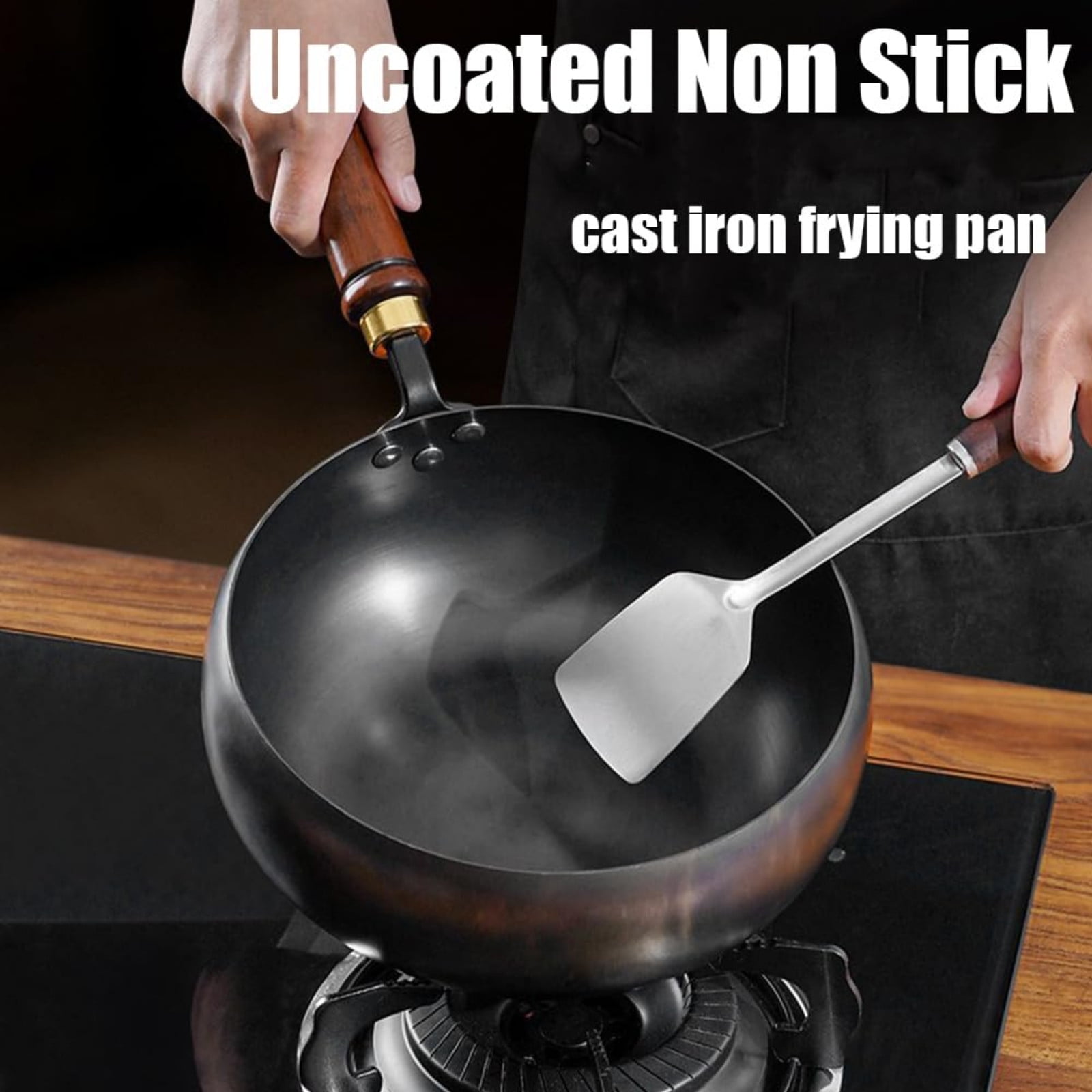 Uncoated Thick Iron Pot for Kitchen - Cast Iron Skillets 9.45 Inch, Non ...
