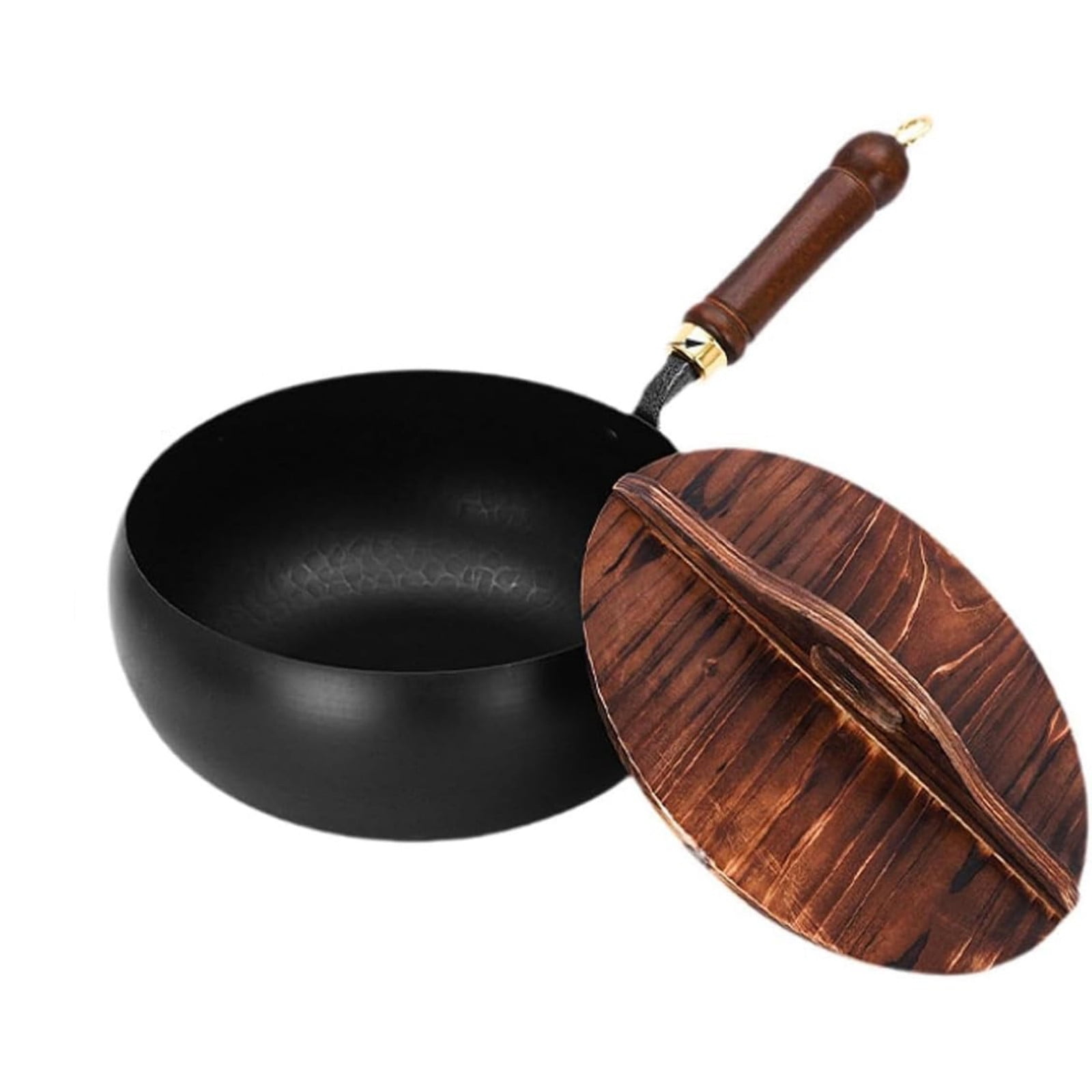 Uncoated Thick Iron Pot with Lid - 9.45 Inch Cast Iron Skillets, Hand ...