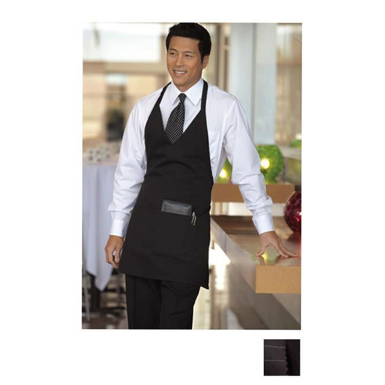Uncommon Threads 3041-3300 V-Neck Formal Apron in Black and White ...
