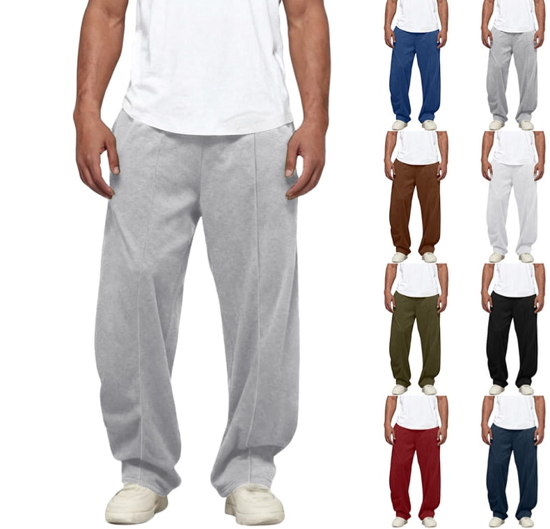 Uncuffed Sweatpants Men Outdoor Relaxed Fit Drawstring Track Pants ...