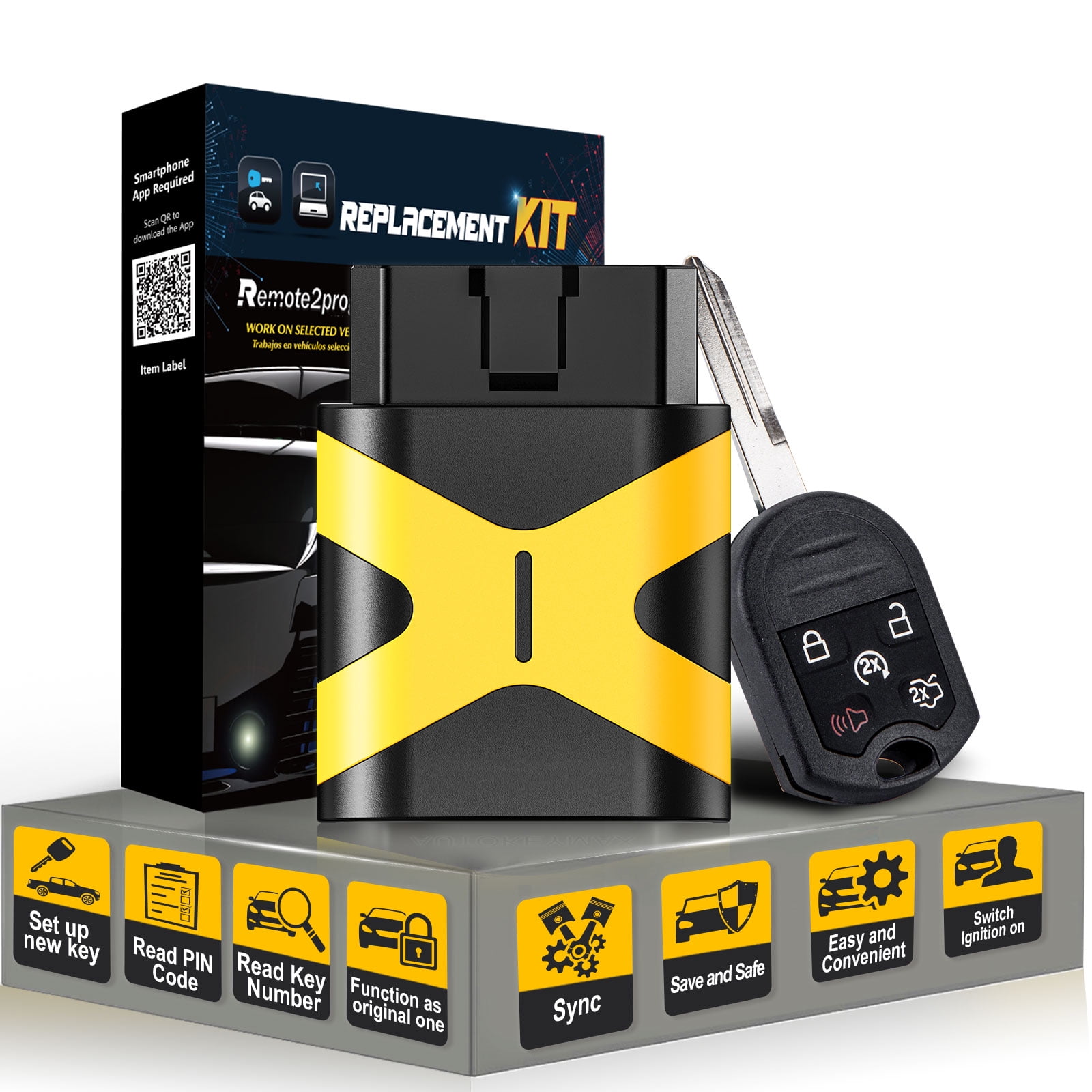 Uncut Keyless Entry Remote 5 Button Self Programmable Key Fob ...