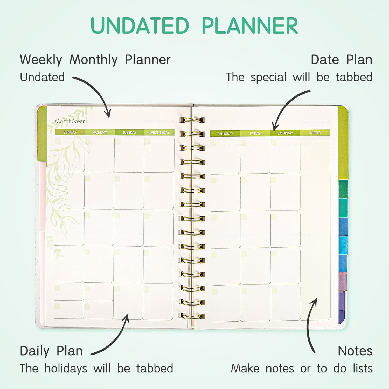 Undated Academic Weekly & Monthly Planner For 2024 And 2025, 5.75"X8.2 ...