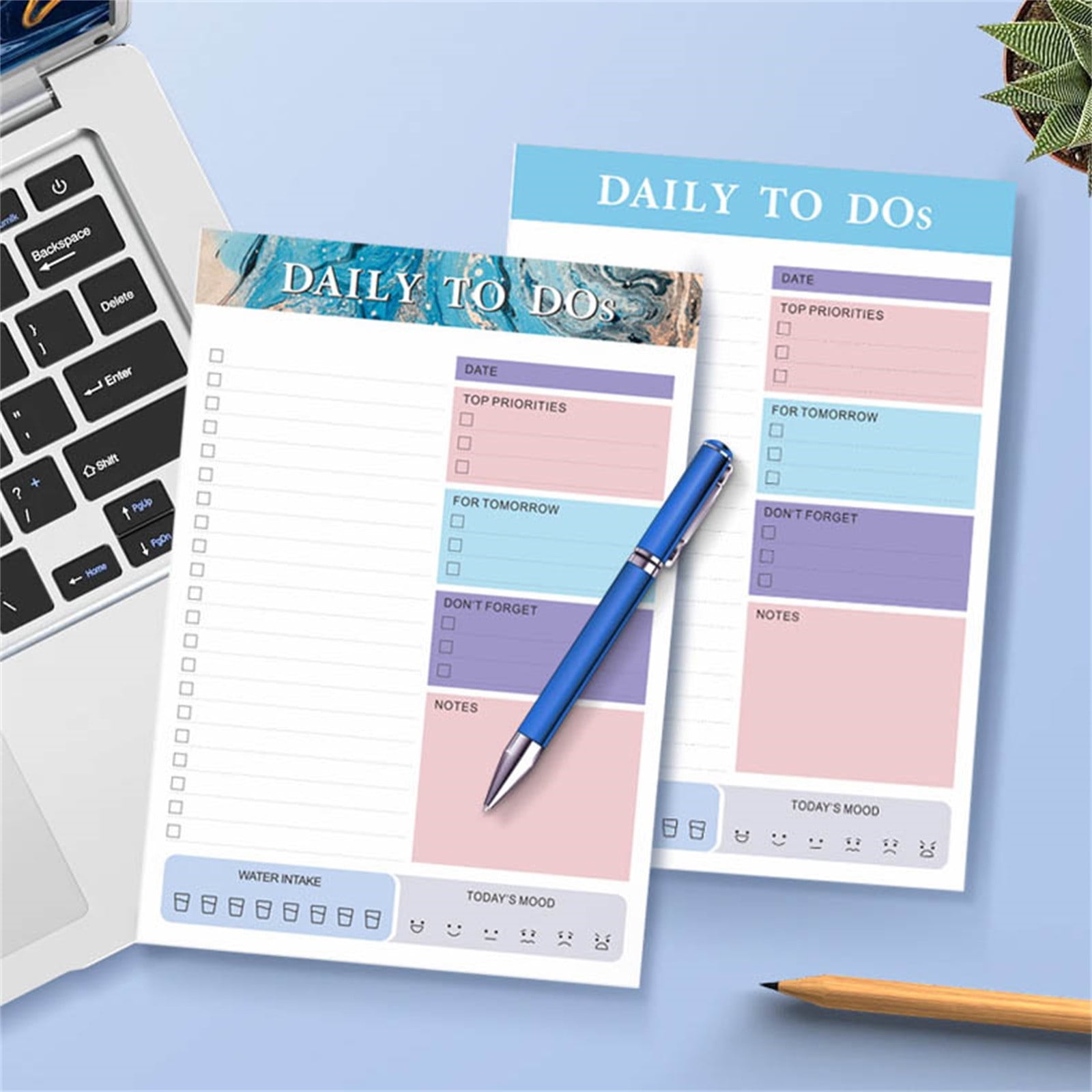 Undated Agenda Notepad, 60-Sheet Task Organizer, Lined Pages + Bold ...