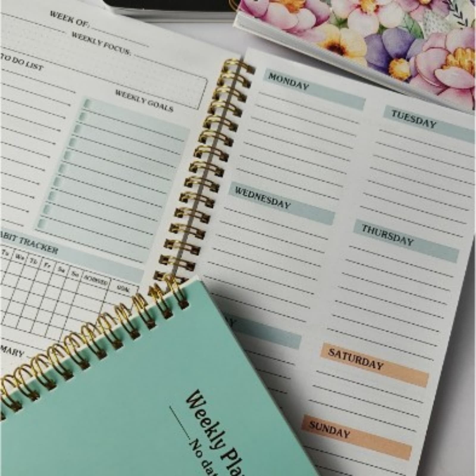 Undated Coil Planner Notebook | Flexible Lay-Flat Design • Thick Bleed ...