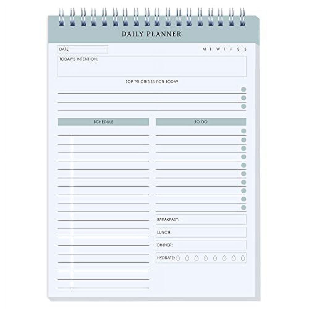 Undated Daily Planner Notepad - Spiral Binding Undated Planner ...