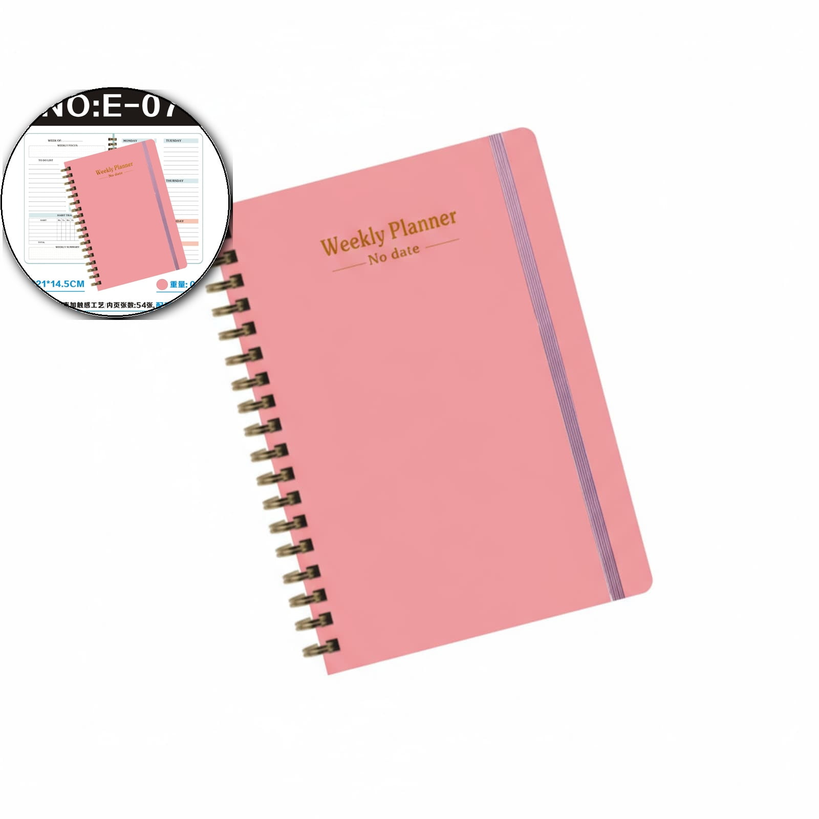 Undated Desktop Coil Planner Notebook with Lay-Flat Binding and Thick ...
