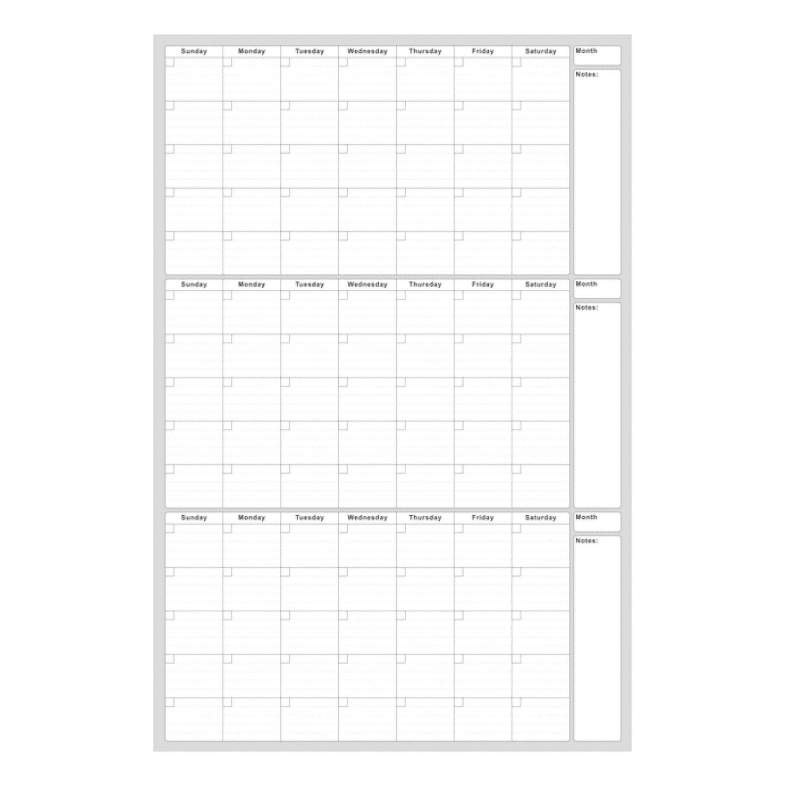 Undated Erasable Wall Calendar 3 Month Large Dry Erase Schedule Planner ...